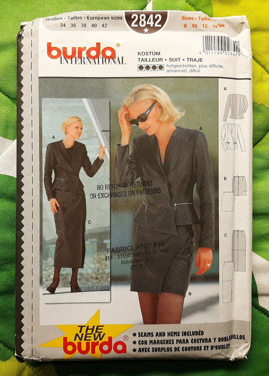 Burda International Sewing Pattern 2842, Suit - Etsy