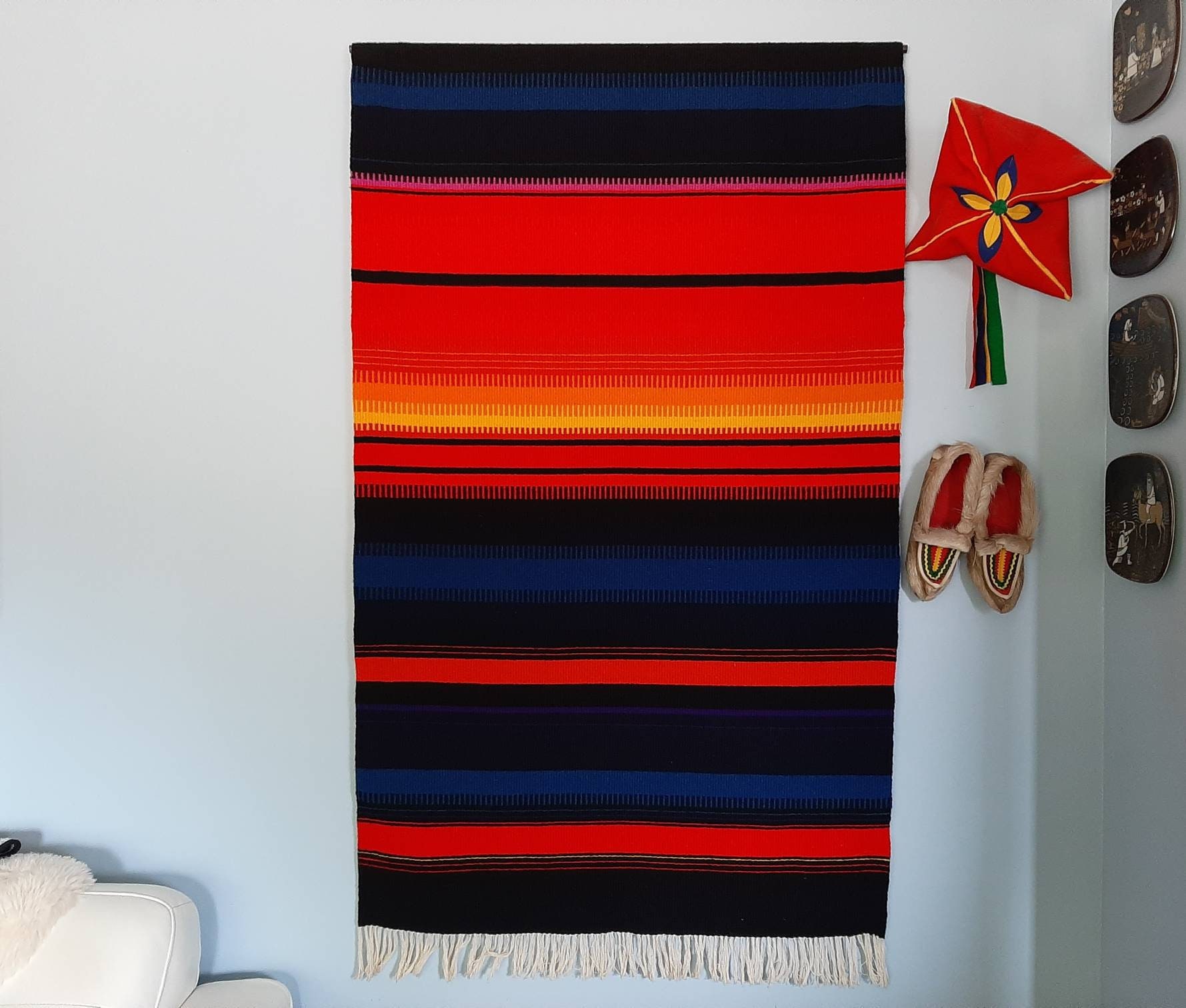 Raanu Revontulet Finnish Wall hanging or woven striped | Etsy