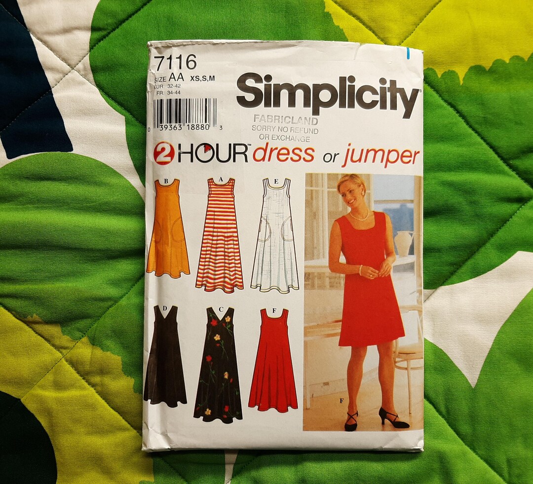 Simplicity Sewing Pattern 7116, Misses' Dress or Jumper - Etsy