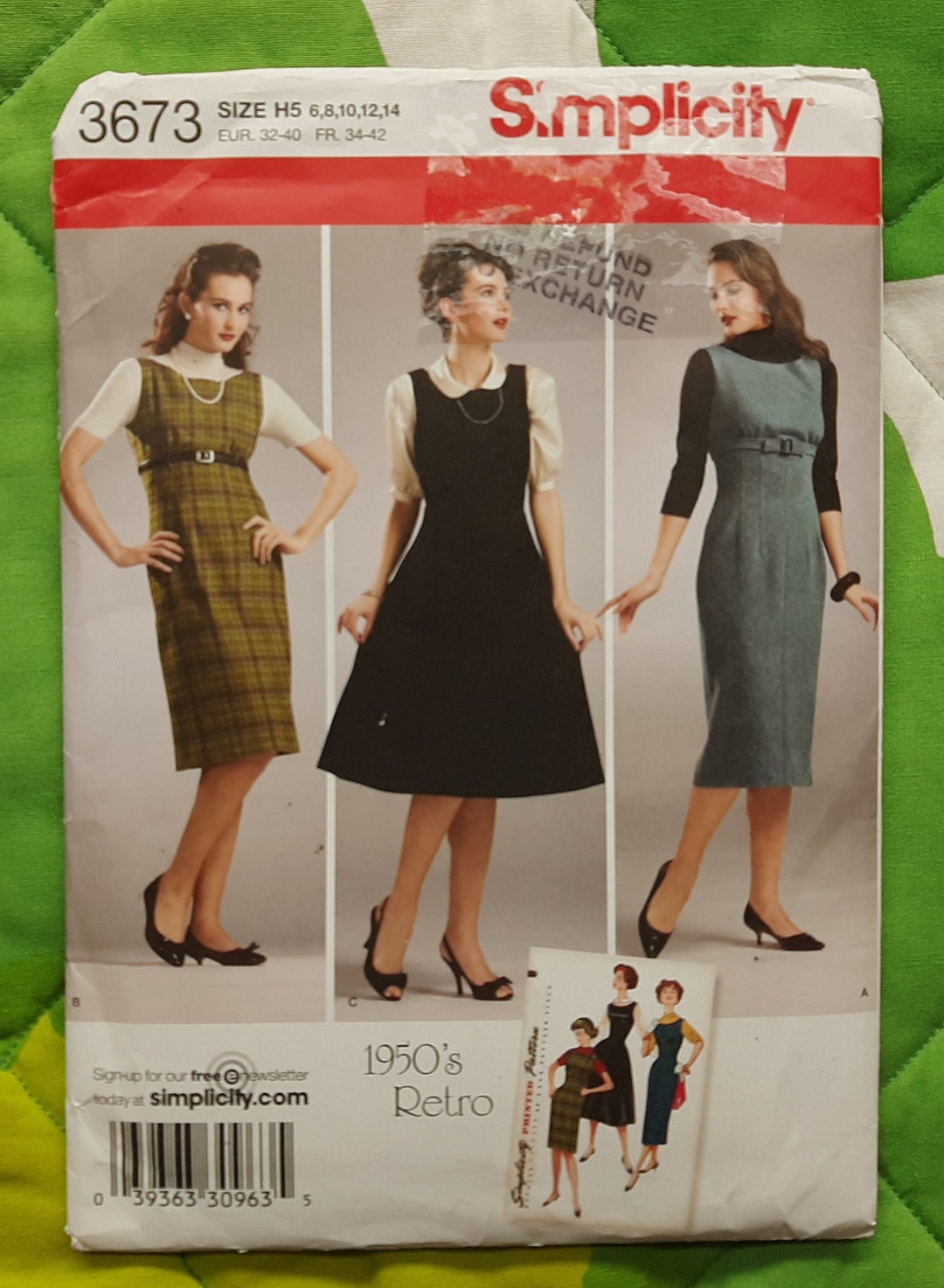 Simplicity Retro Sewing Pattern 3673, Misses'/miss Petite Dress or ...