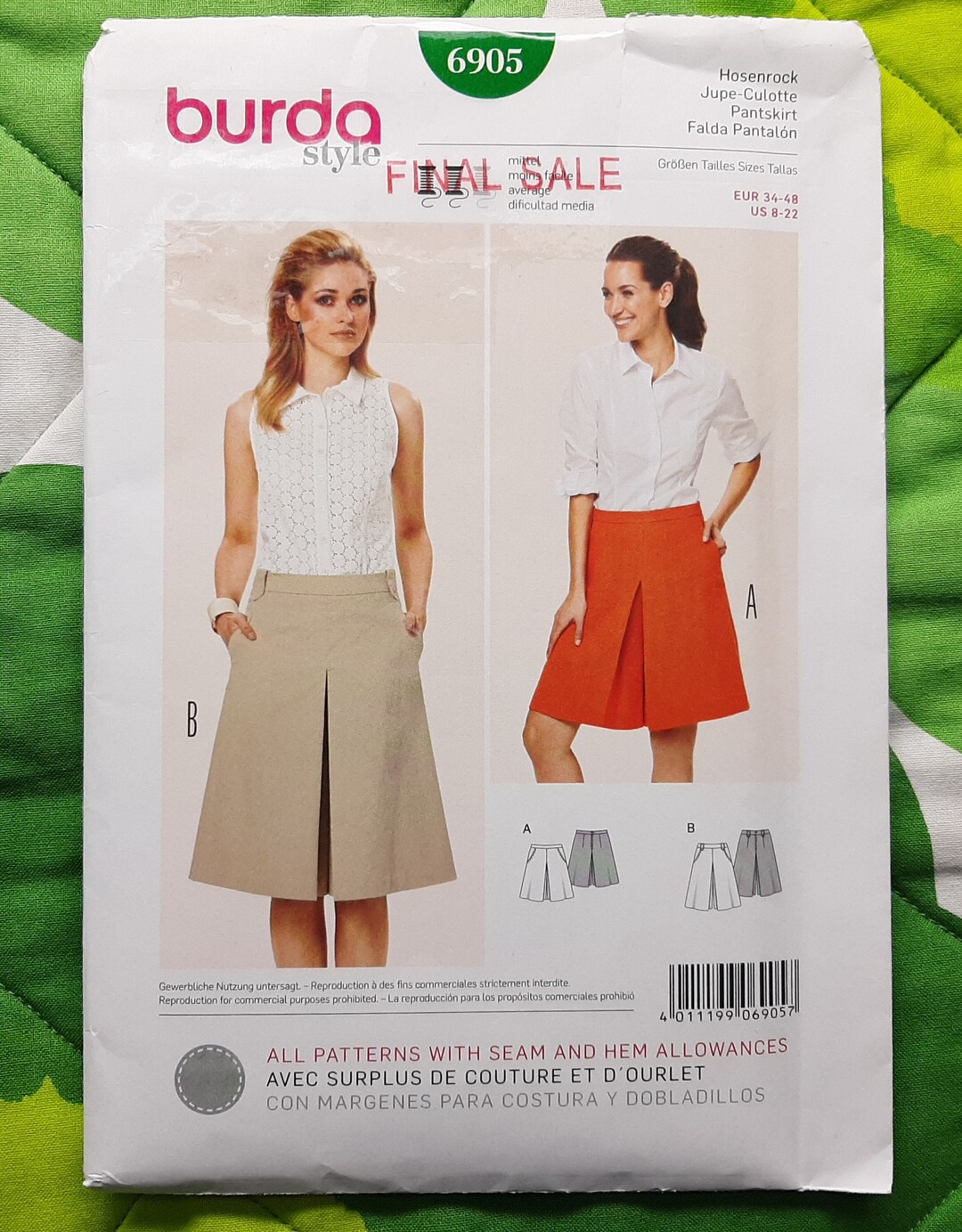 Burda Style Sewing Pattern 6905, Pantskirt - Etsy