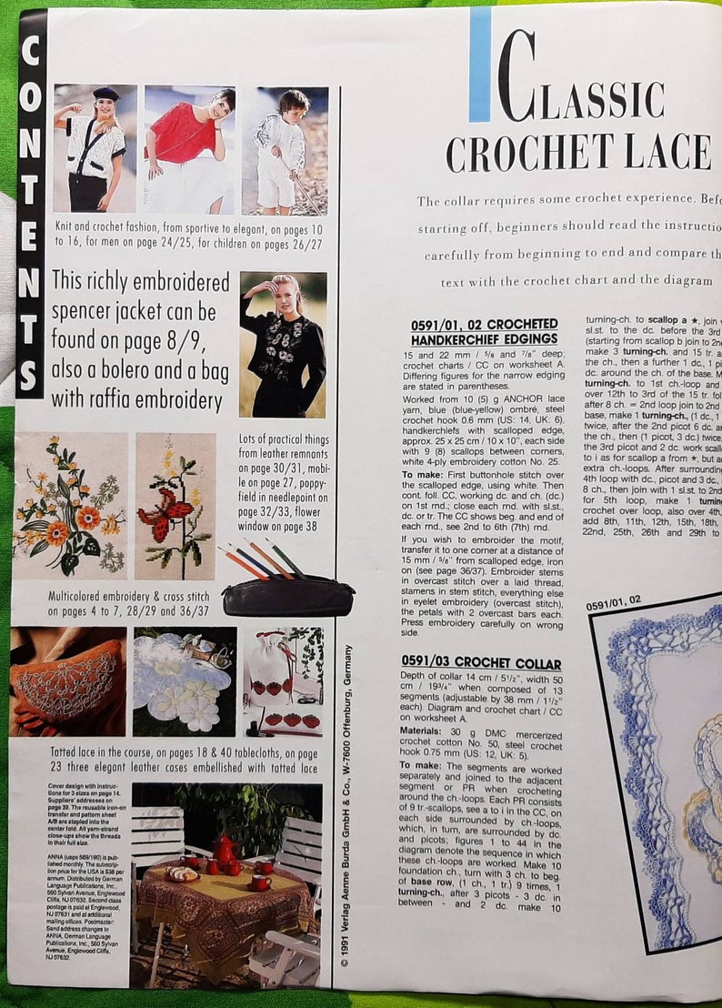 Anna Burda Knitting & Needlecrafts Magazine May 1991 - Etsy