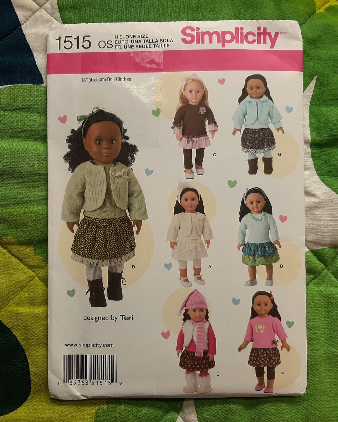 Simplicity Sewing Pattern 1515, 18 Inch Doll Clothes, - Etsy