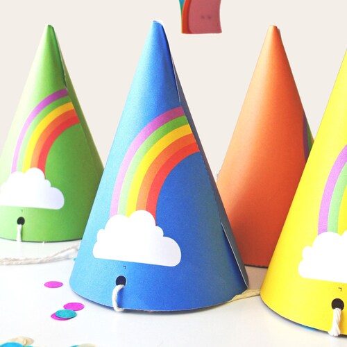 Rainbow Party Hats INSTANT DOWNLOAD PRINTABLE Colorful Kids - Etsy