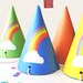 Rainbow Party Hats, INSTANT DOWNLOAD PRINTABLE Colorful Kids Rainbow ...