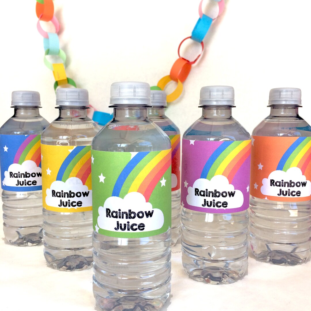 Rainbow Party Drink Labels, INSTANT DOWNLOAD PRINTABLE Kids Rainbow ...