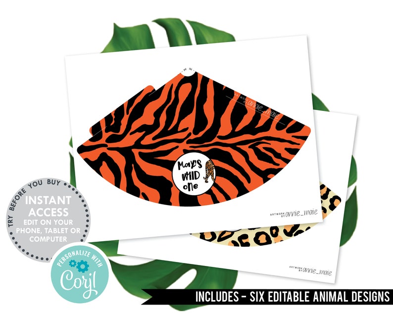 Safari Party Hats INSTANT DOWNLOAD PRINTABLE Editable Kids - Etsy