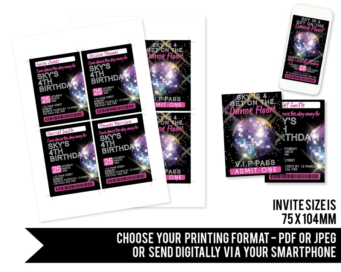 Disco Party Invitation INSTANT DOWNLOAD Editable Invite for a | Etsy