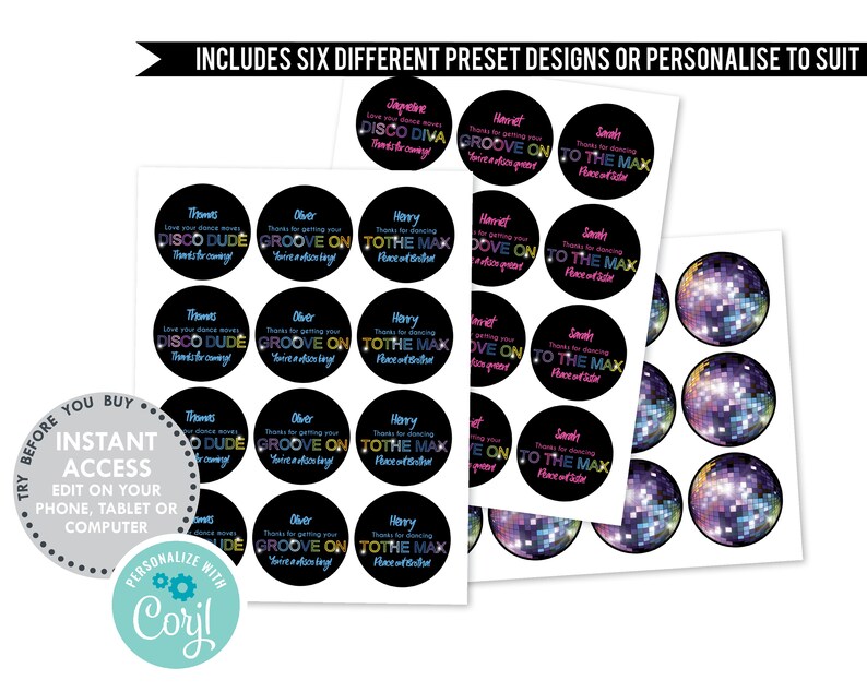 Disco Party Gift Tags PRINTABLE DIGITAL Gift Tags for Retro - Etsy ...