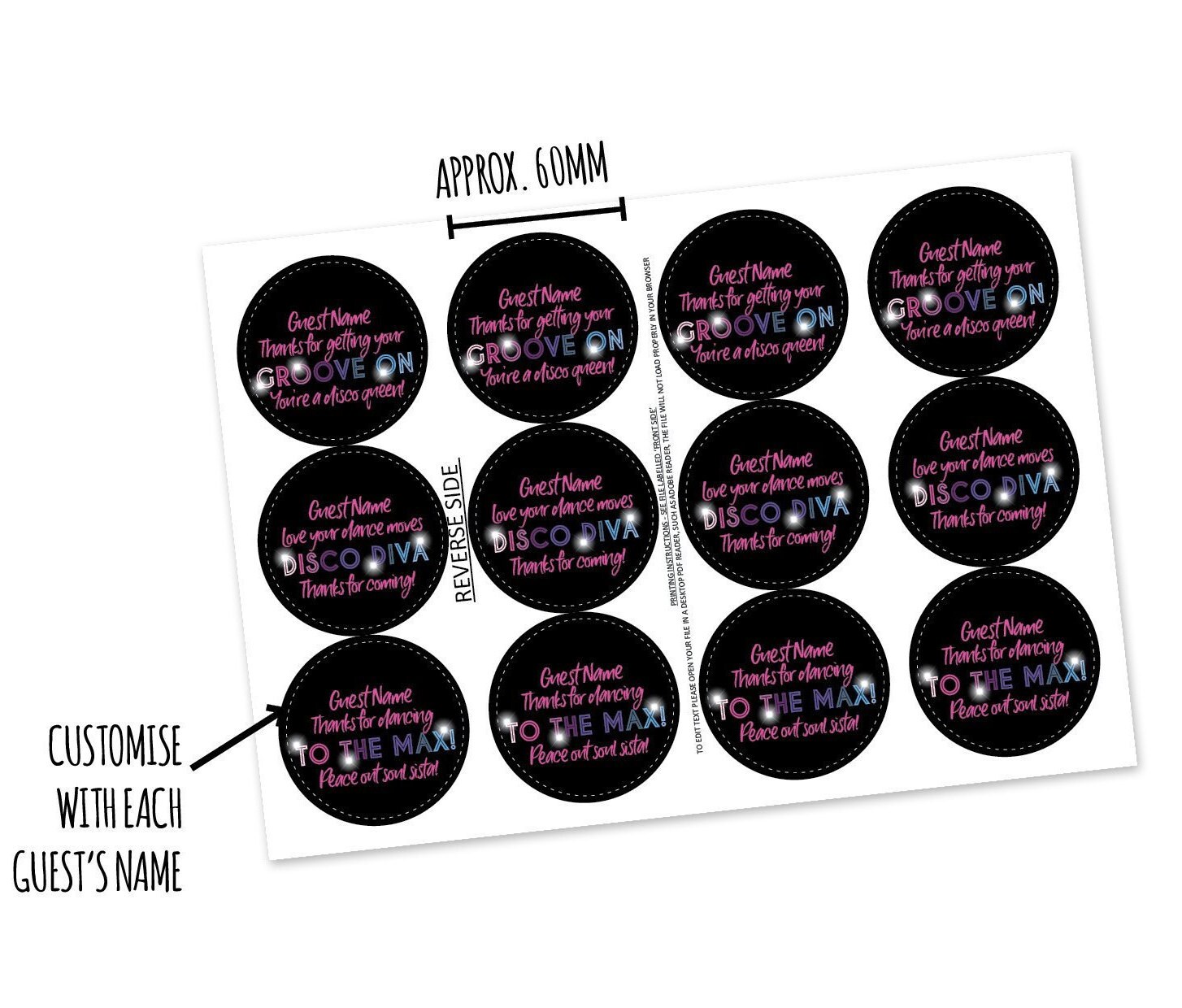 Disco Party Gift Tags PRINTABLE DIGITAL Gift Tags for Retro - Etsy ...