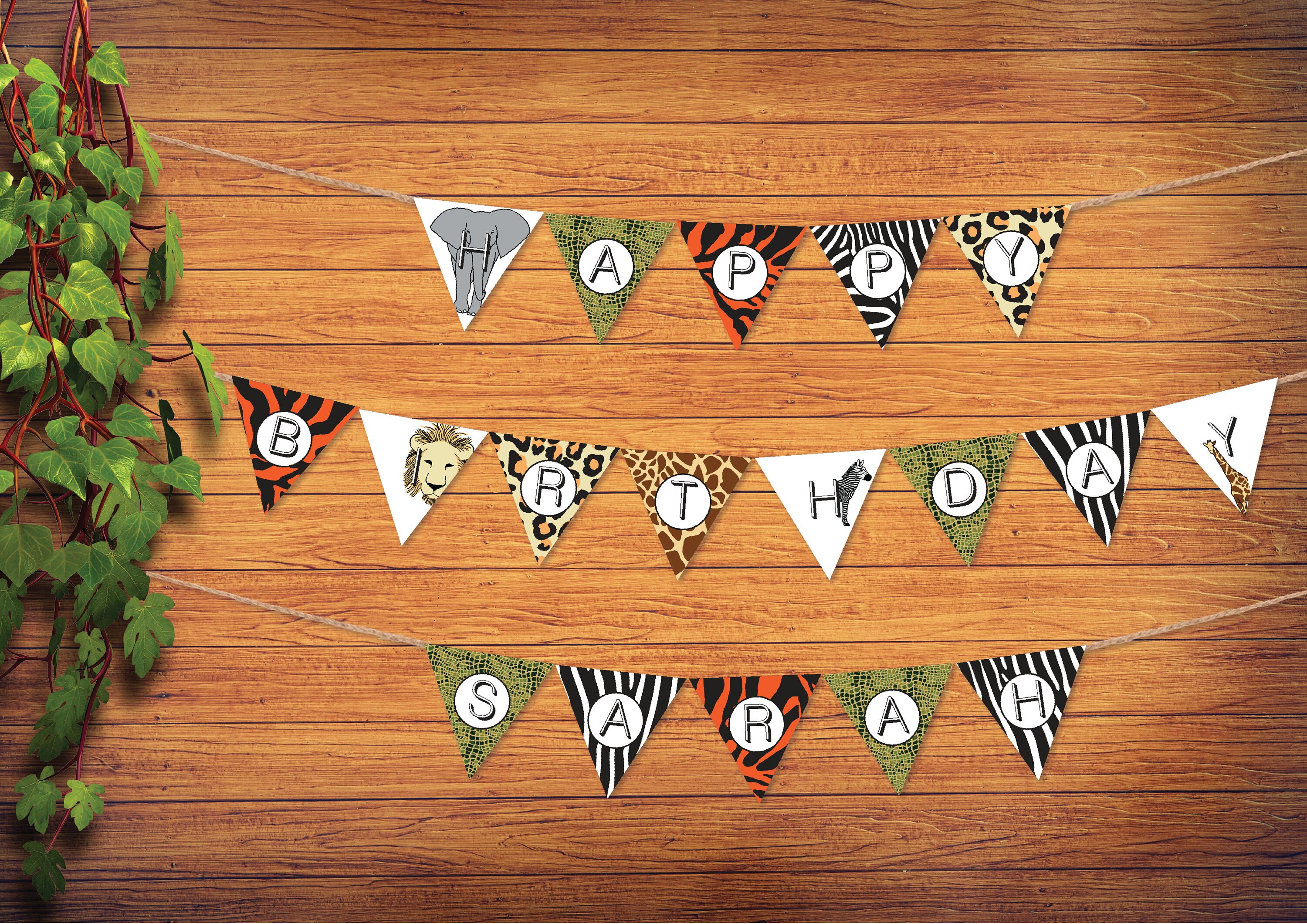 Safari Party Bunting INSTANT DOWNLOAD PRINTABLE Safari Jungle | Etsy UK