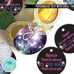Disco Party Gift Tags, PRINTABLE DIGITAL Gift Tags for Retro Disco ...