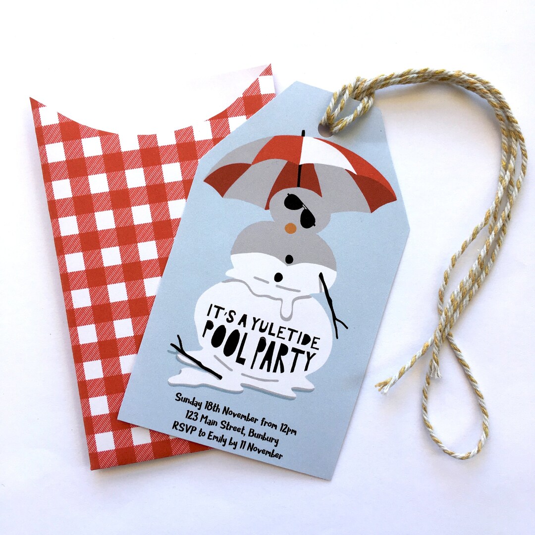 Christmas Pool Party Invitation, PRINTABLE DIGITAL INVITE for Summer ...