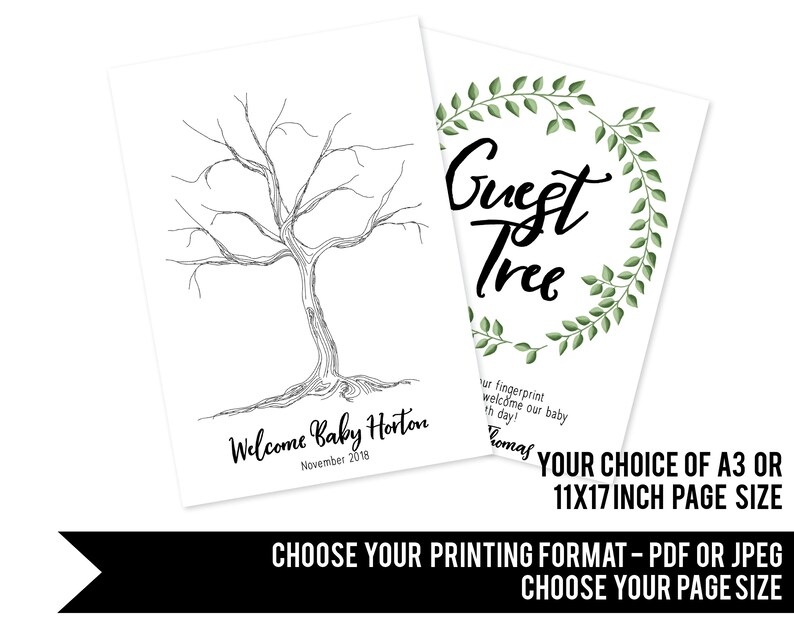 Baby Shower Guest Tree Game 'Eucalyptus' INSTANT | Etsy