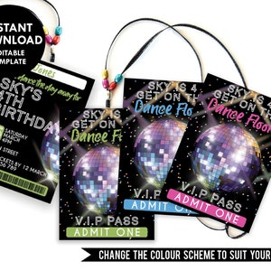 Disco Party Invitation, INSTANT DOWNLOAD Editable Invite for a Retro ...