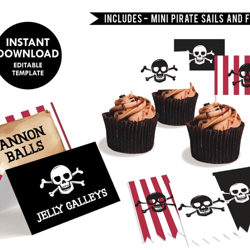 Pirate Water Bottle Labels INSTANT DOWNLOAD Editable & - Etsy