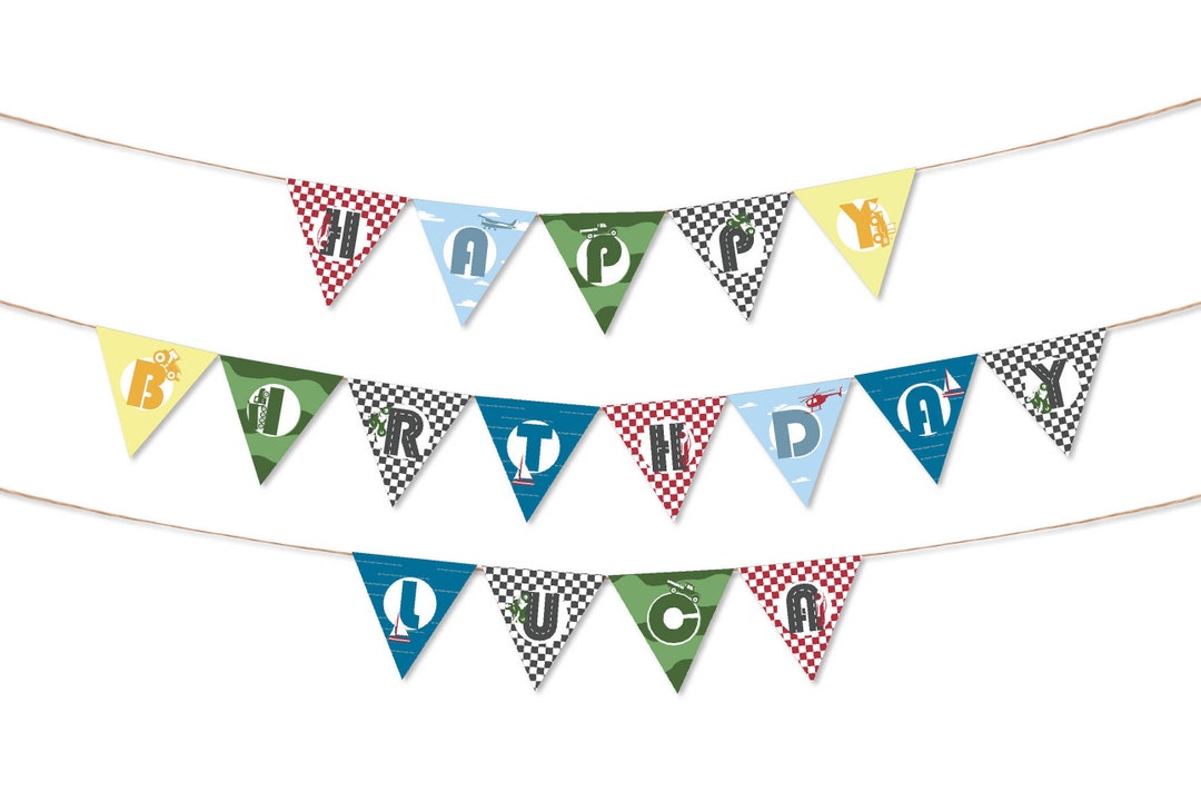 Transportation Party Bunting INSTANT DOWNLOAD PRINTABLE Kids - Etsy
