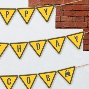 Construction Party Bunting, INSTANT DOWNLOAD PRINTABLE Traffic Cone ...
