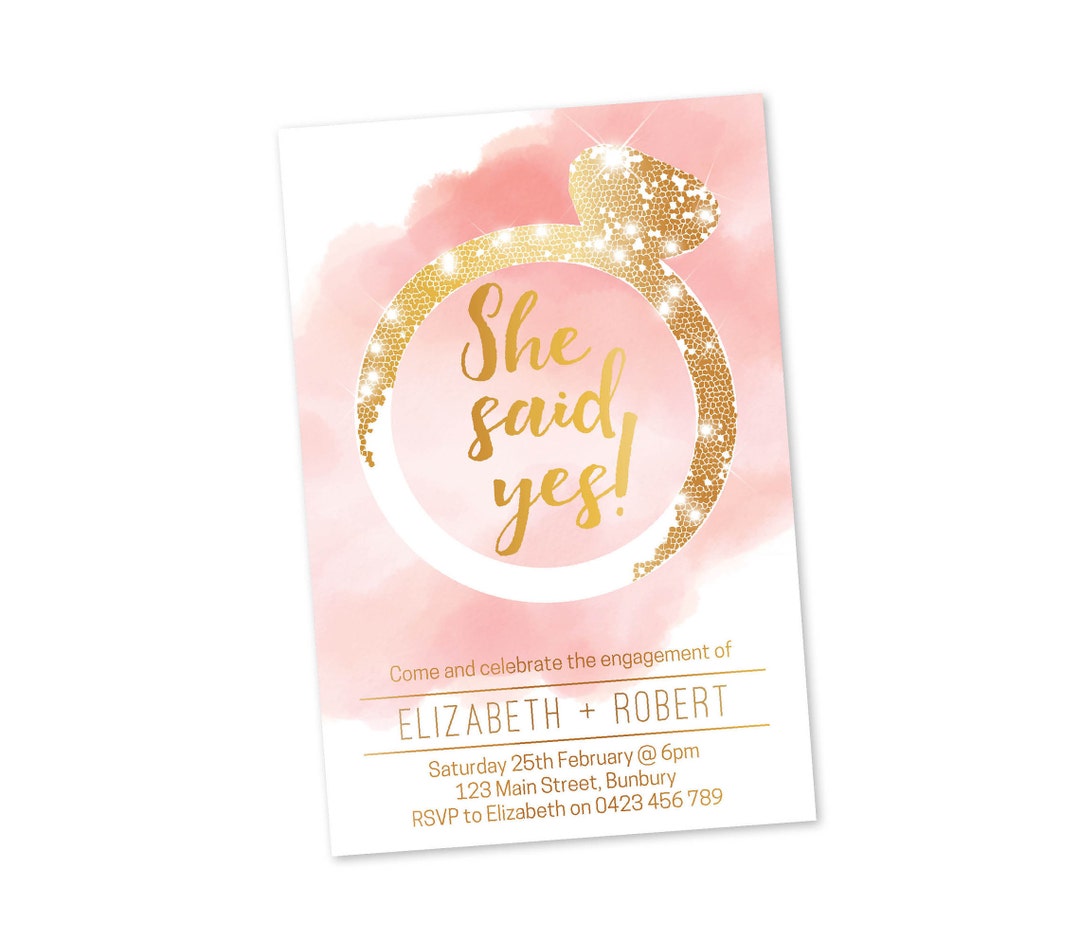 Engagement Party Invitation 'she Said Yes', PRINTABLE DIGITAL Diamond ...