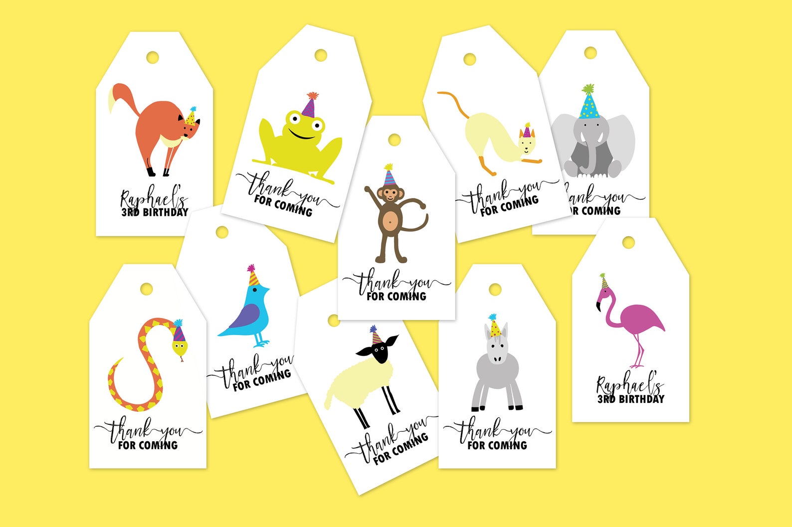Animal Party Gift Tags INSTANT DOWNLOAD PRINTABLE Kids Safari - Etsy