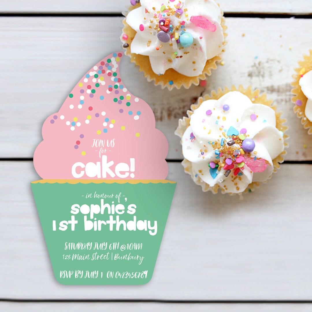Cupcake Party Invitation, PRINTABLE DIGITAL INVITE for a Kids Birthday ...