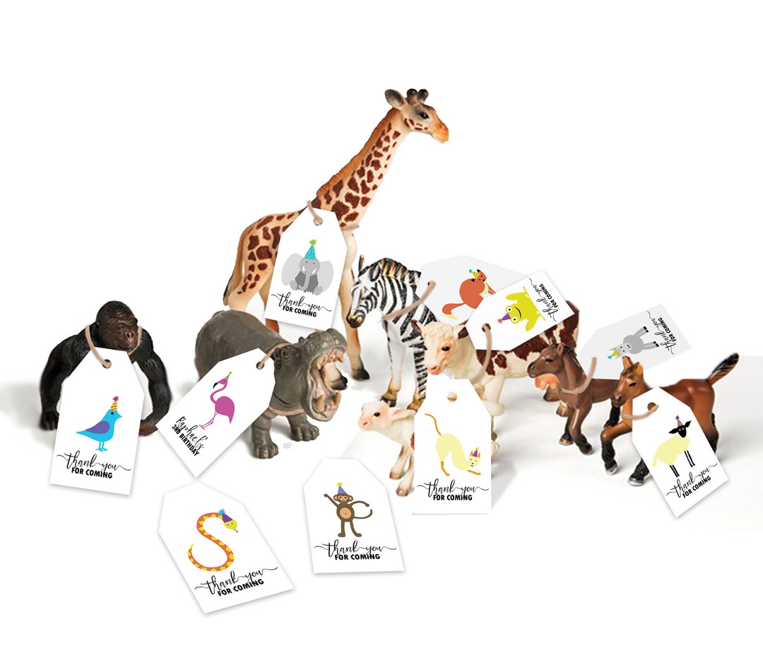 Animal Party Gift Tags, INSTANT DOWNLOAD PRINTABLE Kids Safari Zoo ...