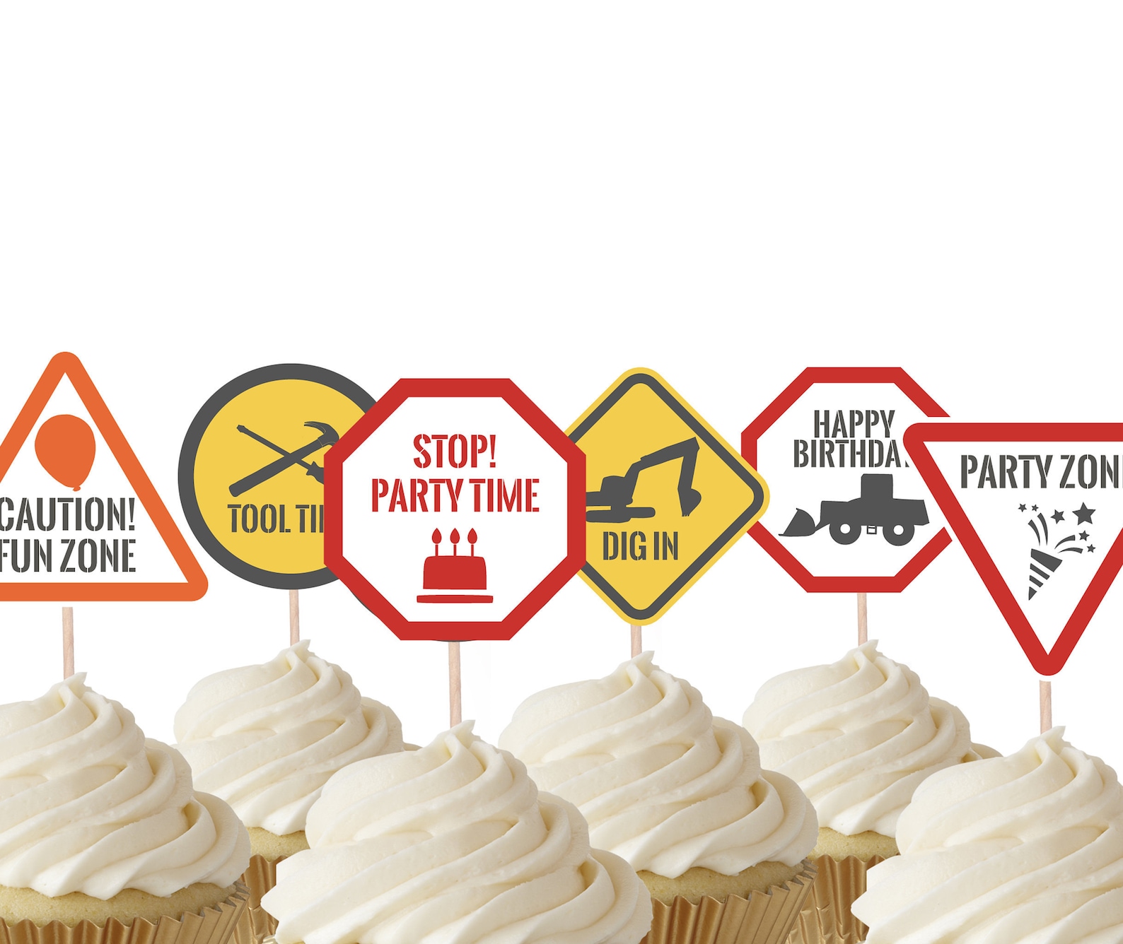 Construction Party Cake Toppers INSTANT DOWNLOAD PRINTABLE | Etsy