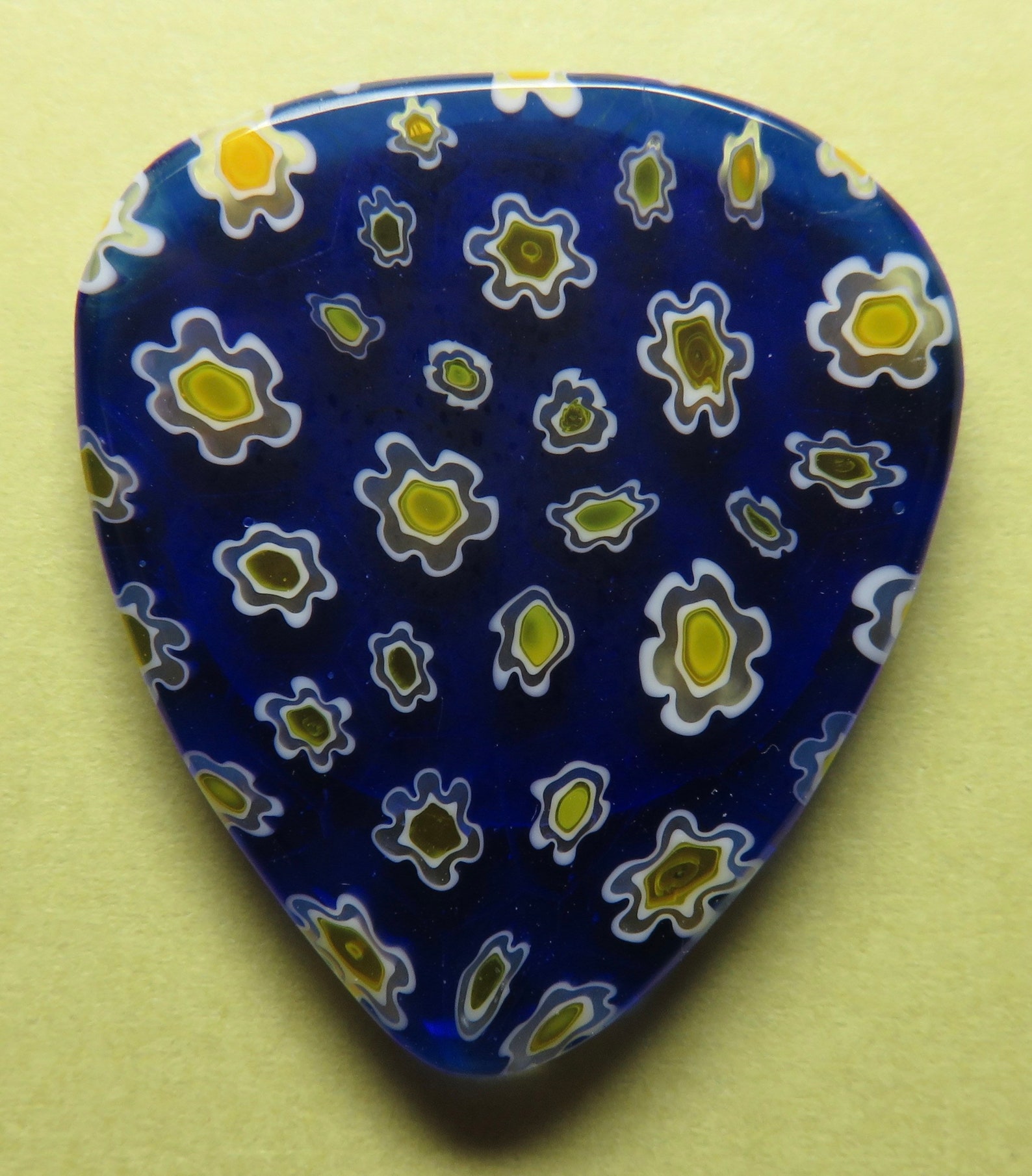 Blue Millefiori Glass Guitar Pick, Glass Guitar Pick, Floral Guitar ...