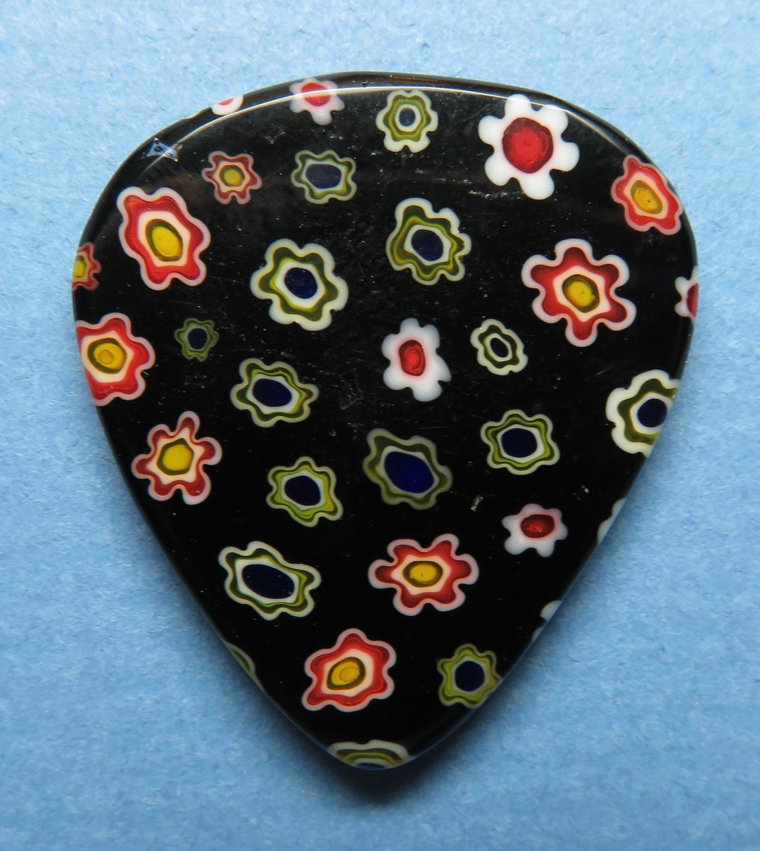Black Millefiori Glass Guitar Pick, Glass Guitar Pick, Floral Guitar ...