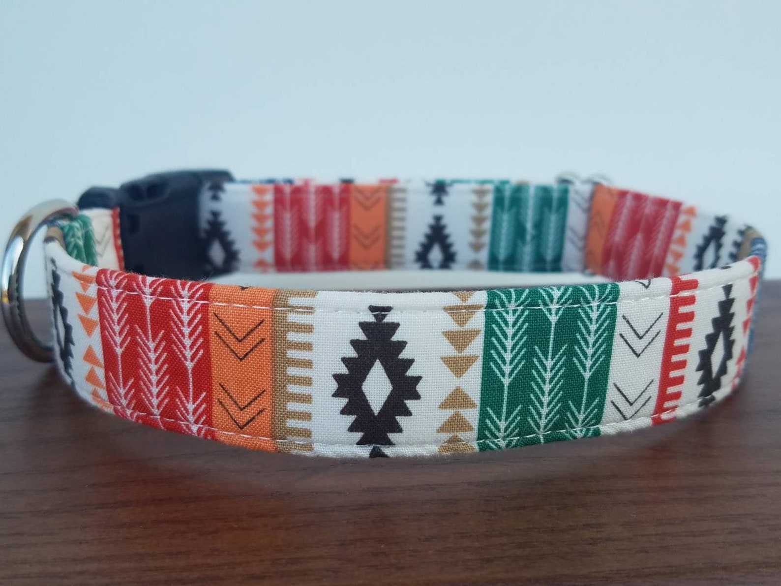 Aztec Pattern Dog Collar Orange Geometric Collar Green Male Dog Collar ...