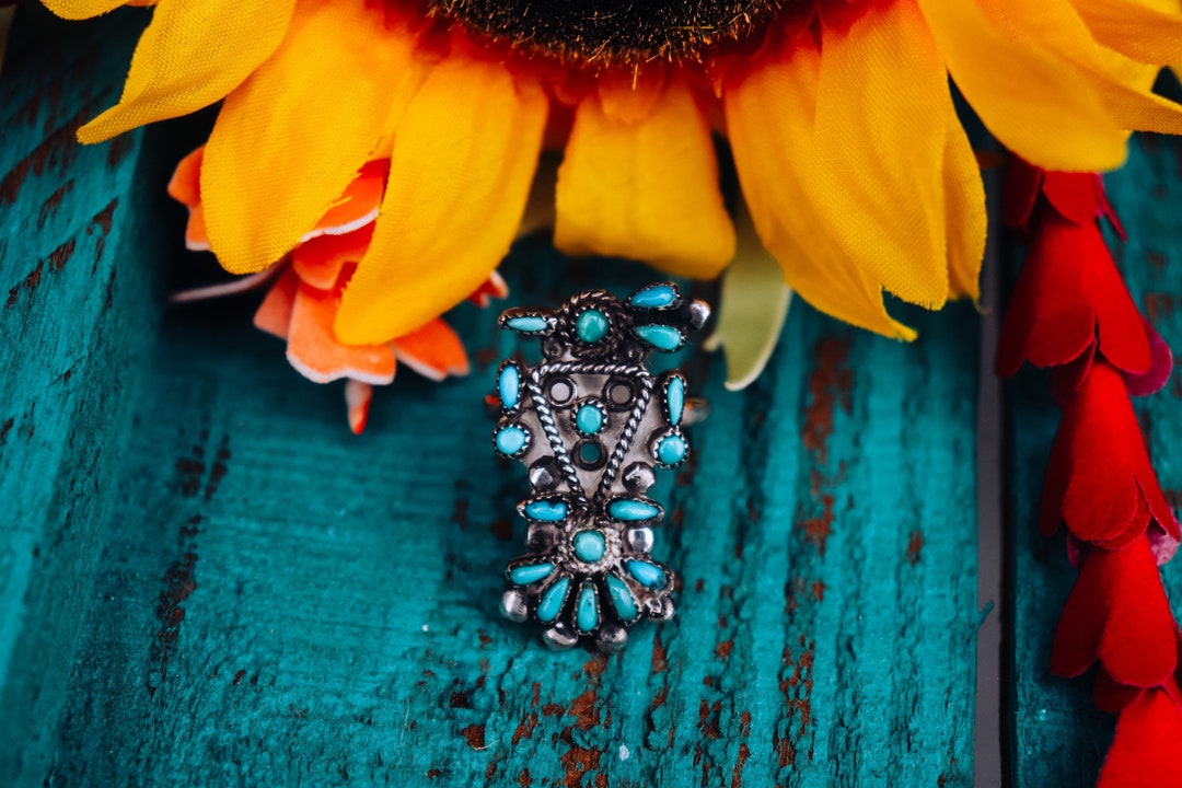 Vintage Zuni Turquoise Thunderbird Ring Size 7 - Etsy