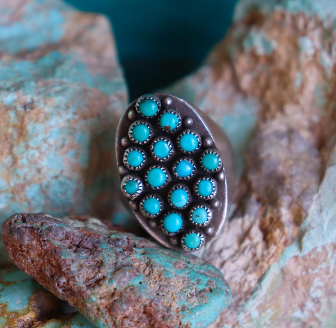 Vintage Zuni Snake Eye Turquoise Ring Size 10.5 - Etsy