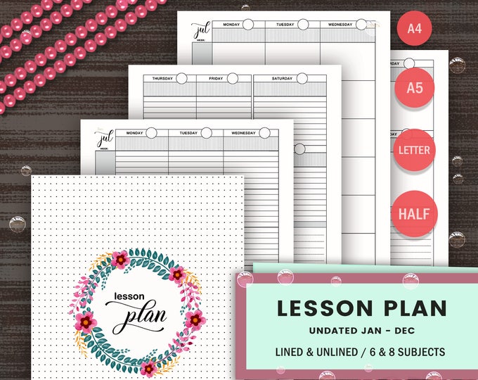 LESSON PLANNER - Printable - Teacher Planner - Undated Lesson Planner ...