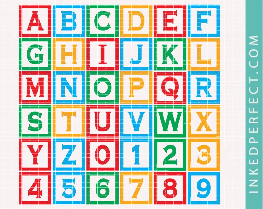 ABC Blocks Svg Bundle, A-Z, 0-9 Printable T-shirt Wall Art Png Image ...