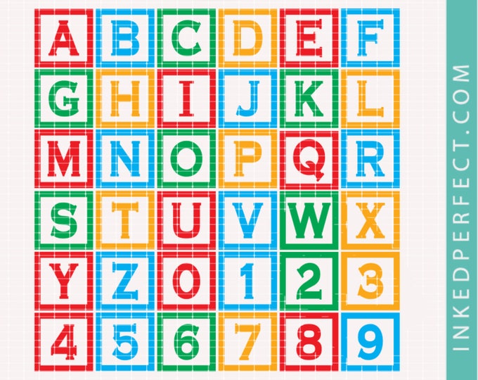 ABC Blocks Svg Bundle, A-Z, 0-9 Printable T-shirt Wall Art Png Image ...