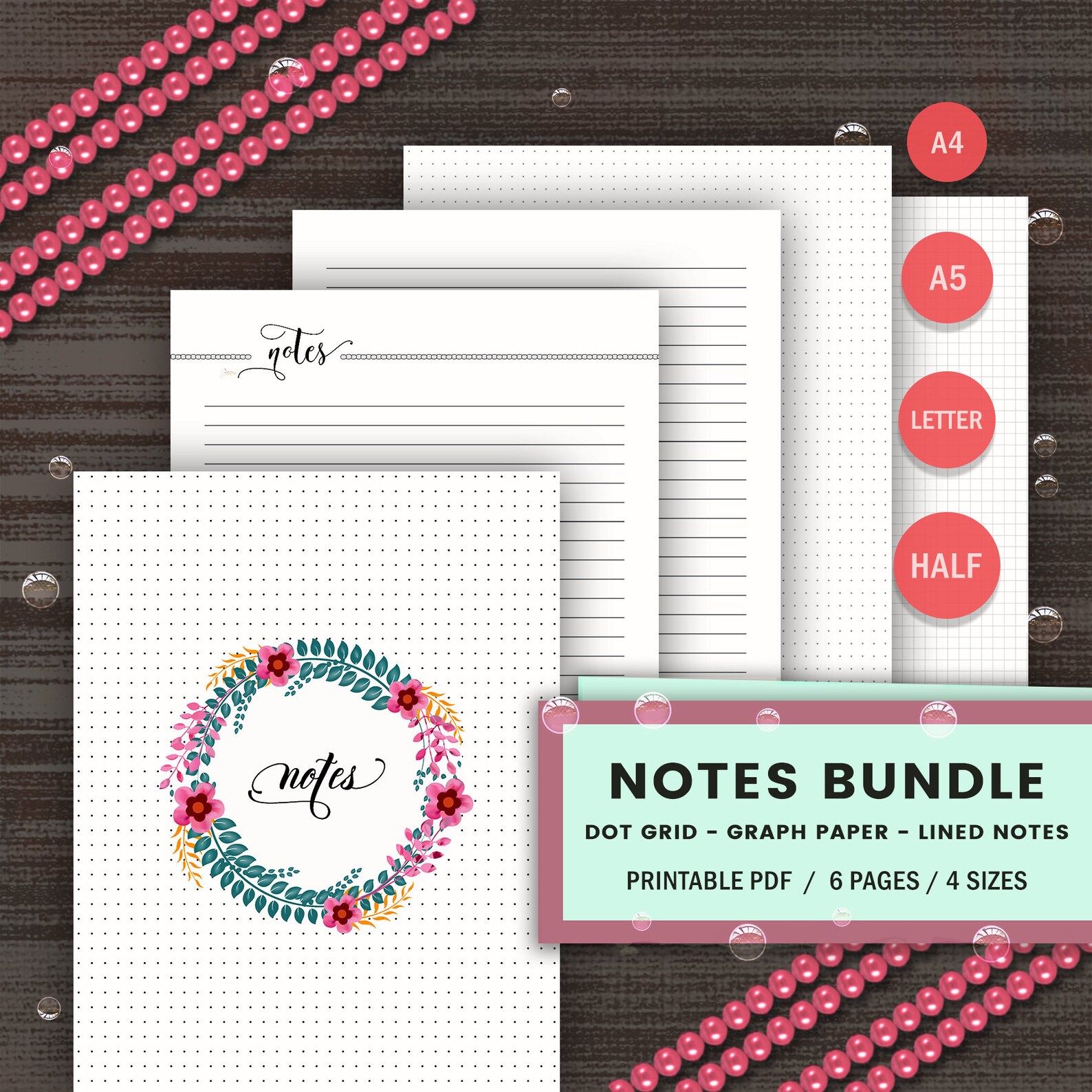 NOTES GRAPH PAPER Dot Grid Paper Lined Notes Stylish - Etsy