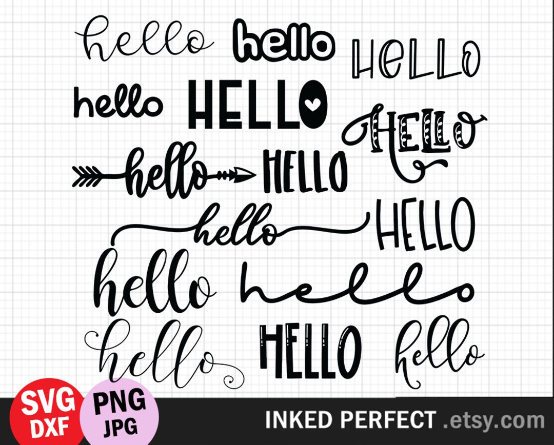 Hello SVG, Hello Bundle, DXF Cut File PNG Jpg - Etsy