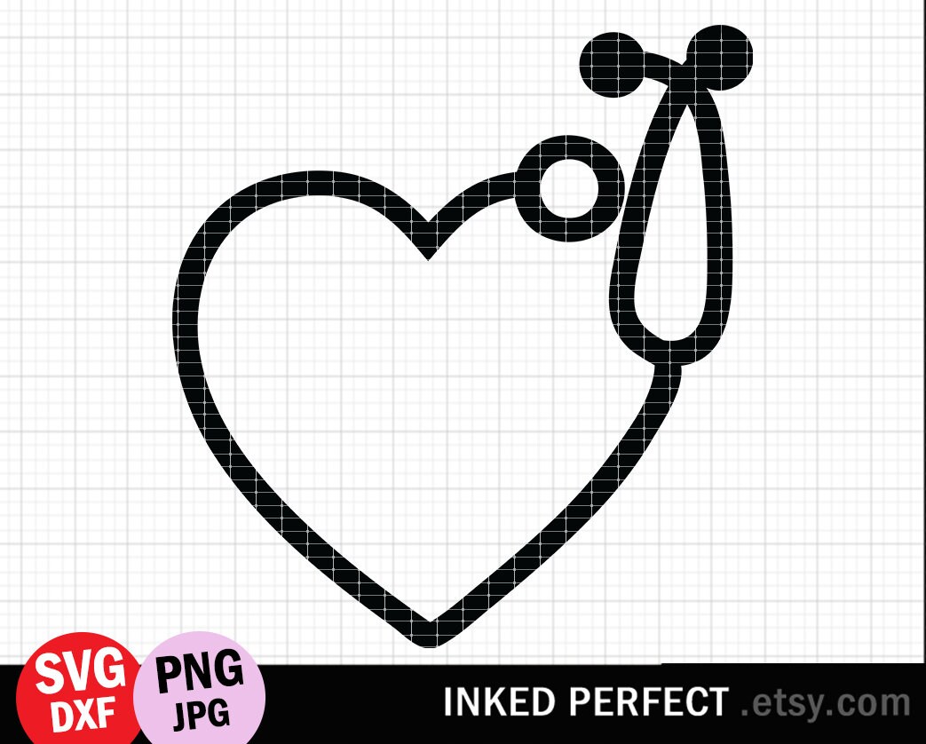 Nurse Stethoscope Cutting File Heart SVG LPN Monogram For | Etsy
