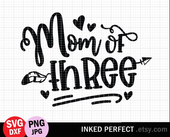 Mom of Three Kids SVG Baby Shower Mother Mother's Day Cut - Etsy