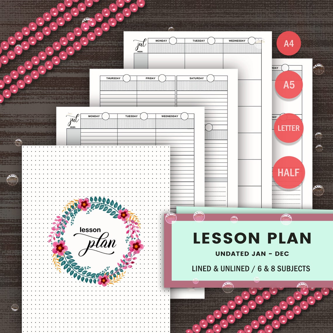 LESSON PLANNER Printable Teacher Planner Undated Lesson - Etsy