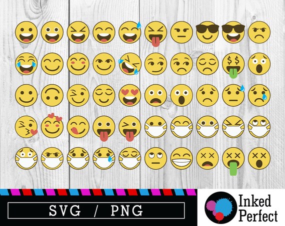 Emoji Svg Bundle 50 Smiley Faces Emoticons Icon Characters Cut | Etsy