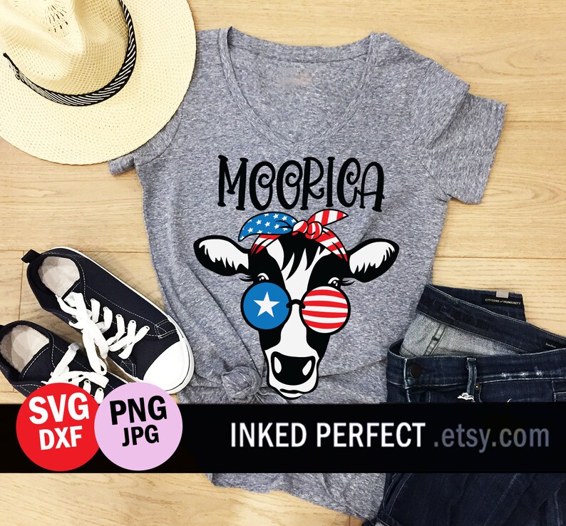 Moorica Merica SVG 4th of July Cow Heifer America Independence | Etsy