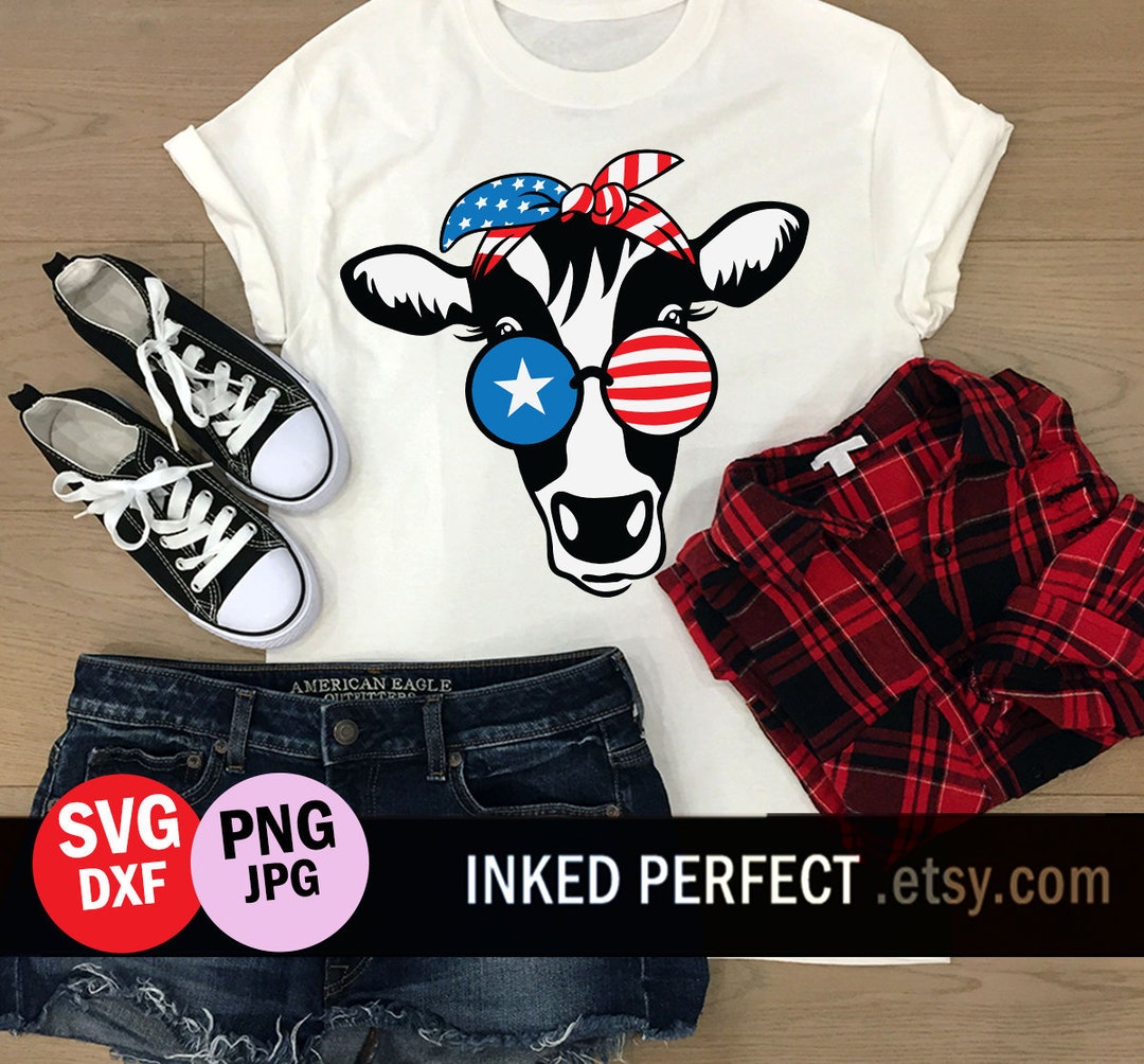 Heifer 4th Fourth of July SVG Cow With Bandana Scarf Us Flag - Etsy