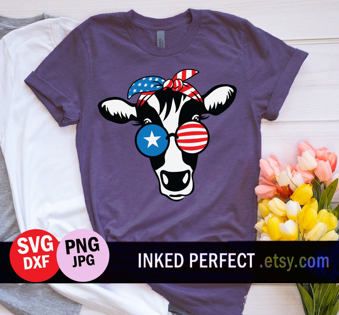 Heifer 4th Fourth of July SVG Cow With Bandana Scarf Us Flag - Etsy UK