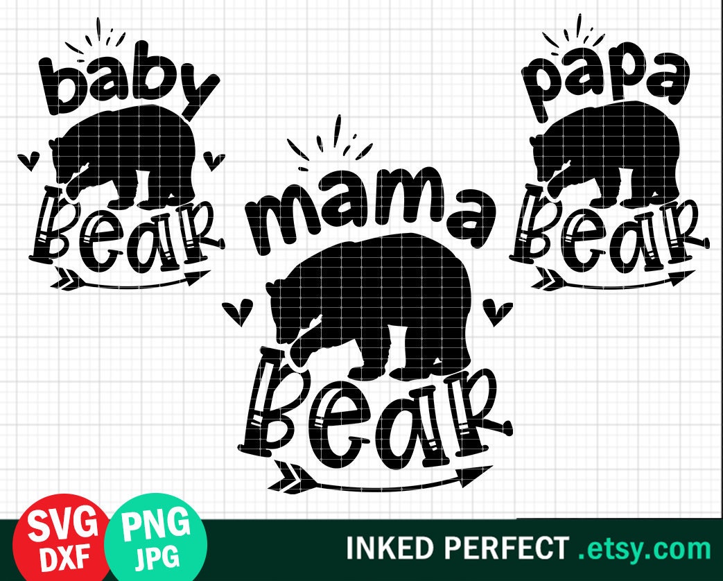 Family Bear SVG Bundle Baby Bear SVG Mama Bear Papa Bear - Etsy