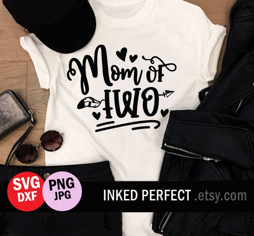 Mom of Two Kids Children SVG Baby Shower Mother Mother's - Etsy