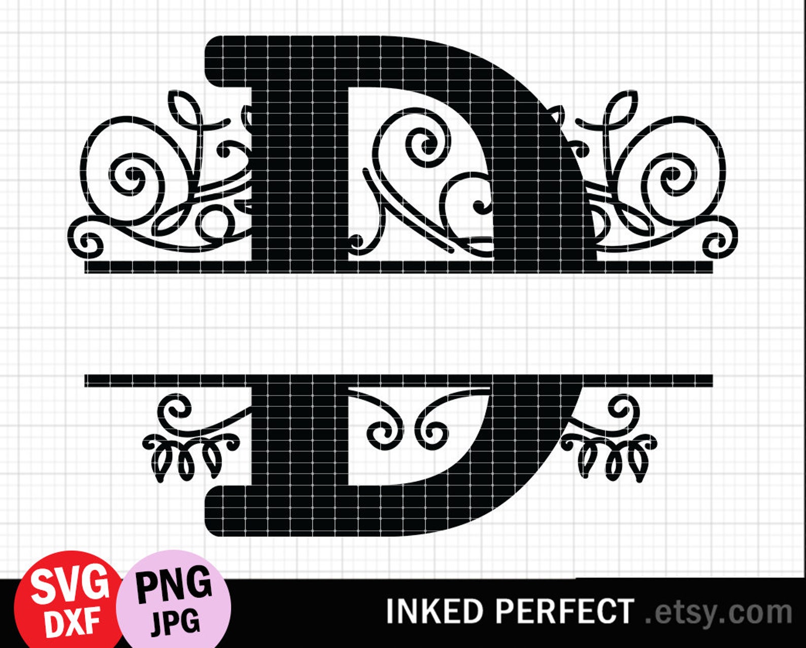 Split Monogram Letter D SVG Split Alphabet D Monogram Cut - Etsy