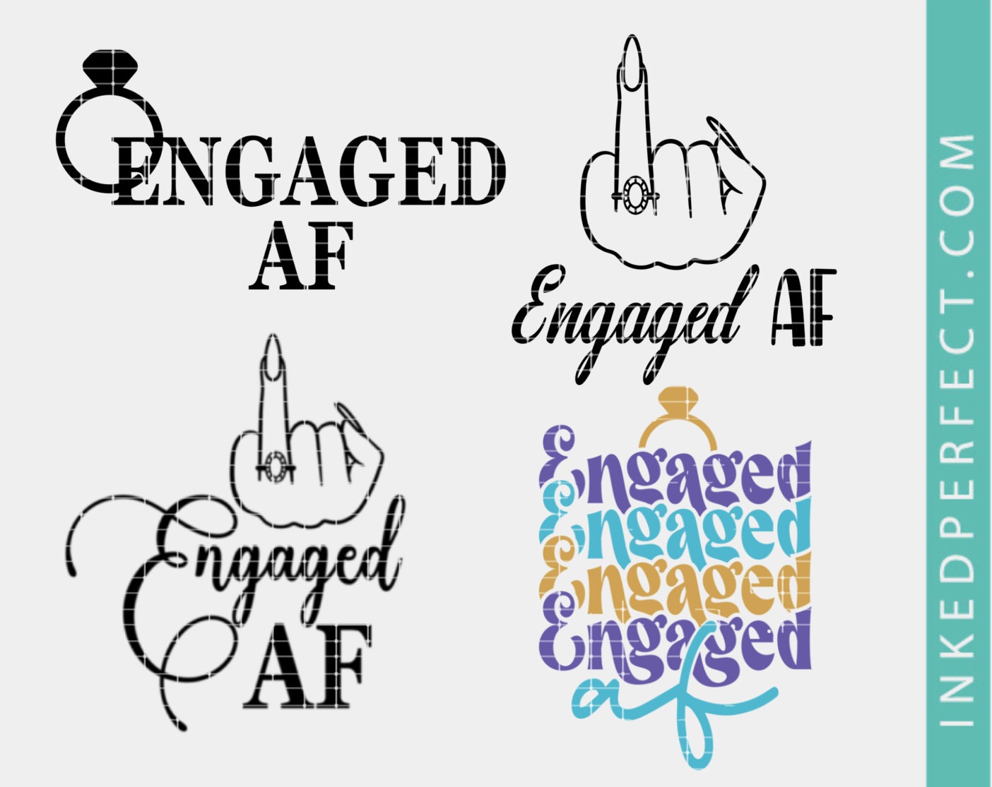 Engaged AF Svg Bundle Wedding Printable T-shirt Wall Art Png - Etsy