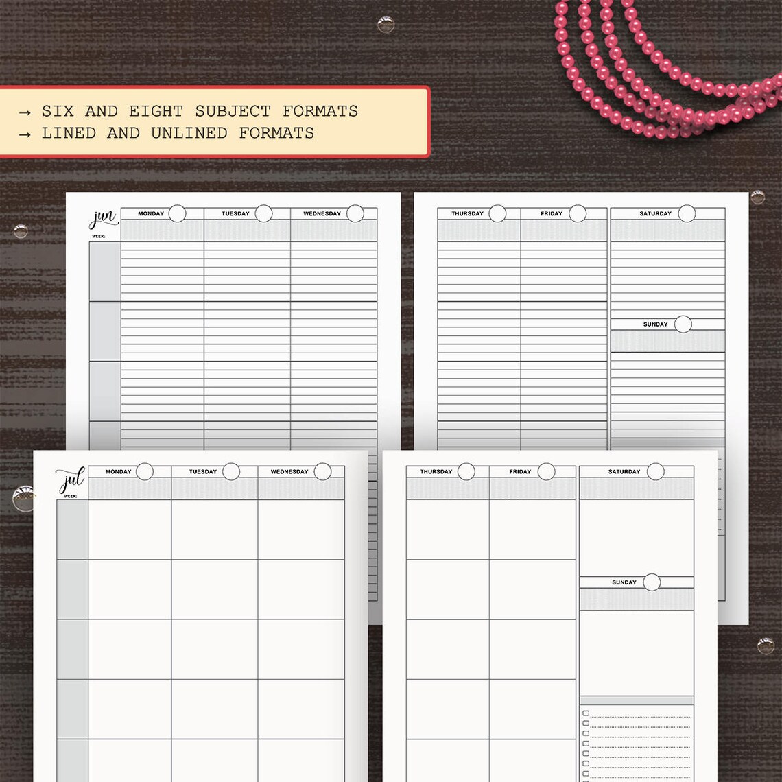 LESSON PLANNER Printable Teacher Planner Undated Lesson - Etsy