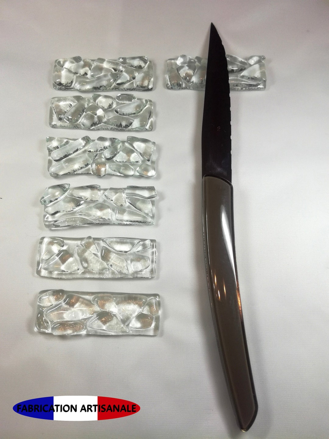 Set of Knife Rests for an Elegant Table Made of Handcrafted Fused Glass ...
